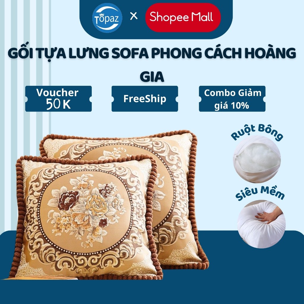 Gối tựa lưng sofa phong cách hoàng gia chính hãng TOPAZ kèm ruột gối ...