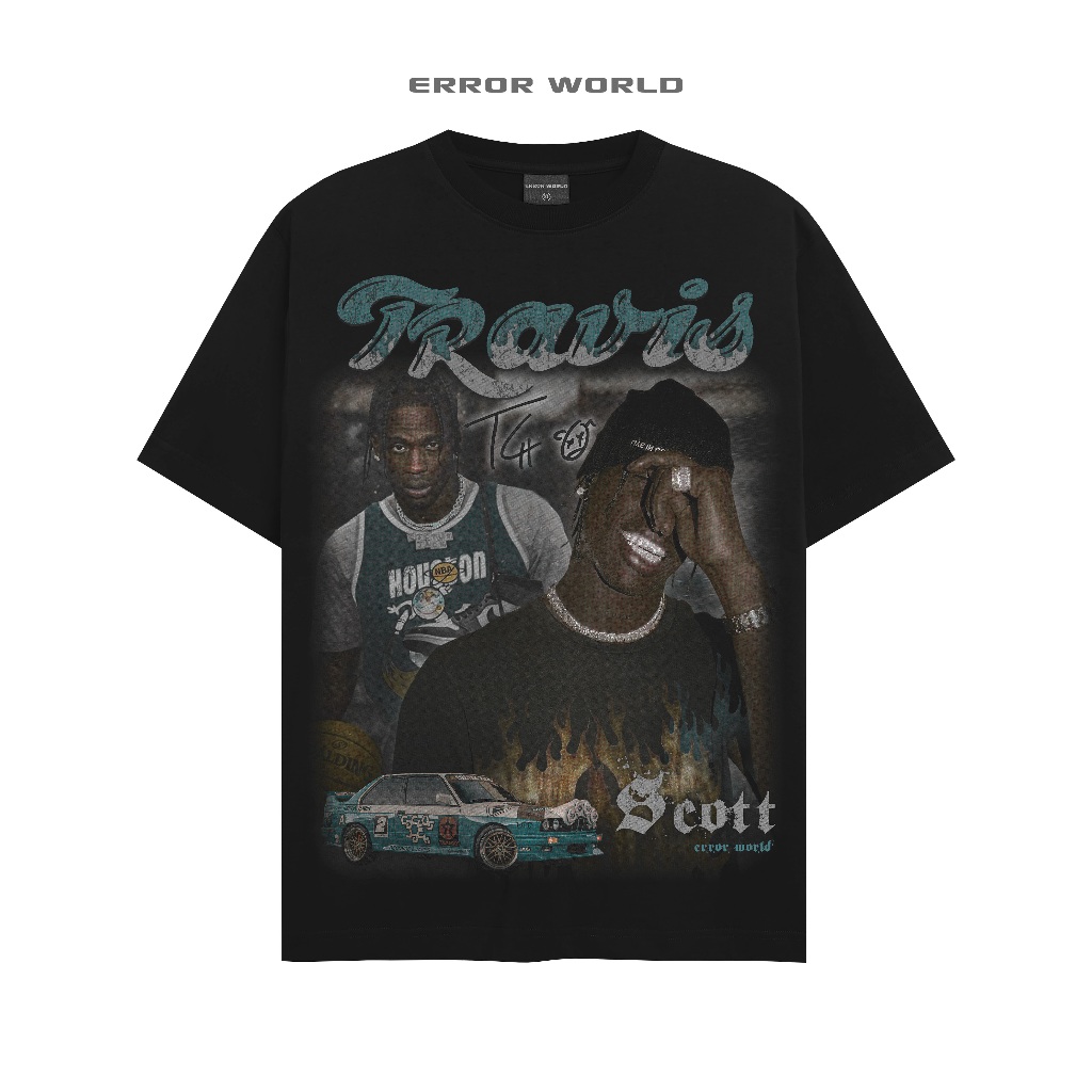 Áo thun ERROR WORLD - TRAVIS SCOTT/ Black | Shopee Việt Nam