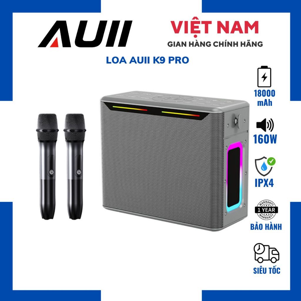 Loa Karaoke AUII K9 PRO Công Suất 160W Peak, 80W RMS, Kháng Nước IPX4 ...