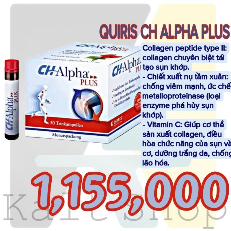 [Hàng Đức] Collagen Dạng Nước Hỗ Trợ Xương Khớp Hiệu Quả QUIRIS CH-ALPHA® PLUS – Hộp 30 ống x ...