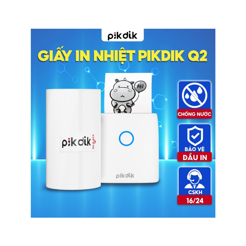 Giấy in nhiệt PIKDIK Q2, 56mm x 3M,in ảnh, hoá đơn bán hàng, thời khoá ...