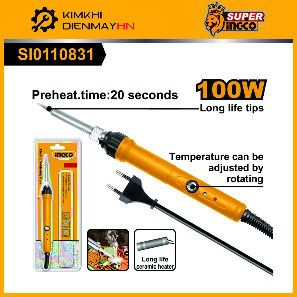 Mỏ hàn chì có điều chỉnh nhiệt độ INGCO SI0110831 - 100W, SI016831 ...