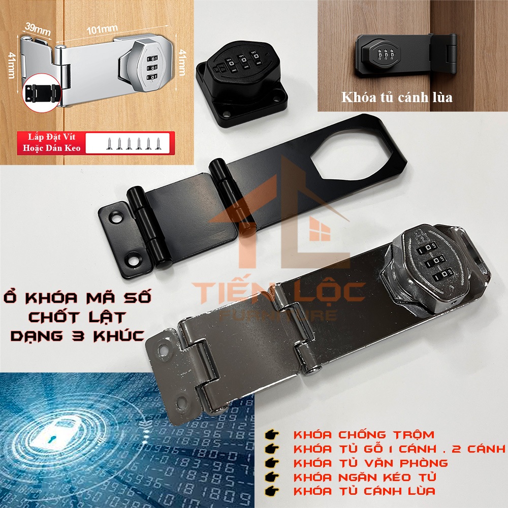Ổ khóa mã số - khóa không cần khoan, dùng để khóa cánh tủ, khóa ngăn ...