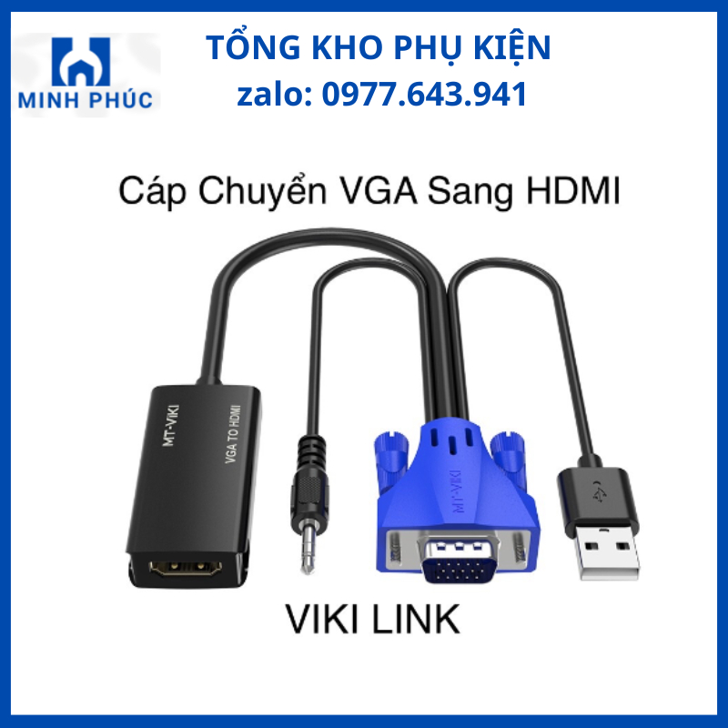 Cáp Chuyển Tín Hiệu VGA Sang HDMI VIKI LINK Có Âm Thanh VGA to HDMI Có ...