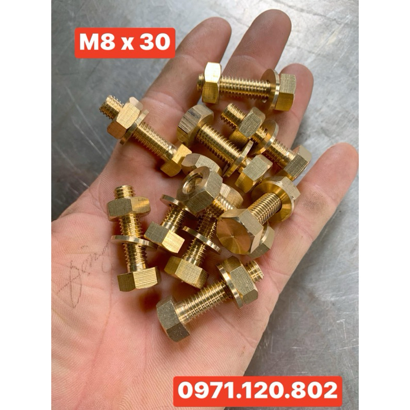 Bulong ốc đồng M8 dài 3cm (bulong + ecu + longden) | Shopee Việt Nam