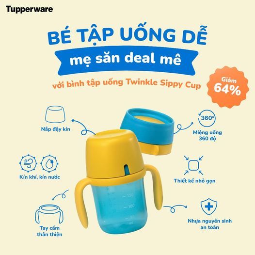Bình tập uống Twinkle Sippy Cup 250ml-Tupperware chính hãng | Shopee ...
