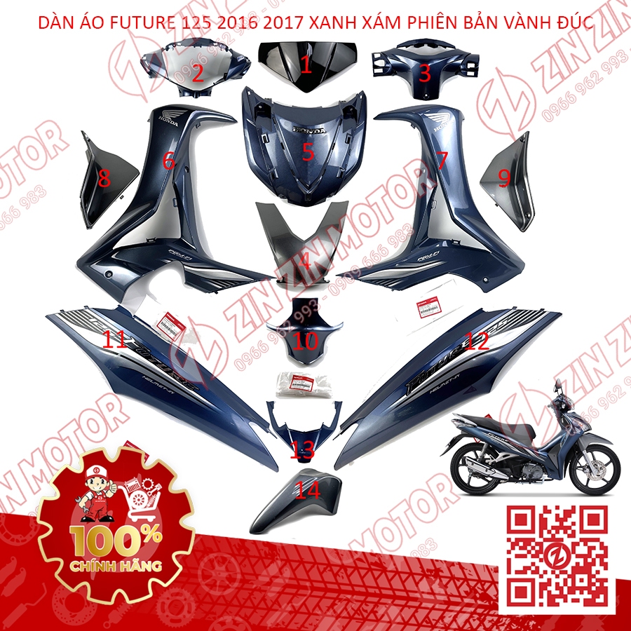 Dàn Áo Xe Future 125 Mập , Xe Future Fi 125 2016 2017 Xanh Xám Chính Hãng - ZZM | Shopee Việt Nam