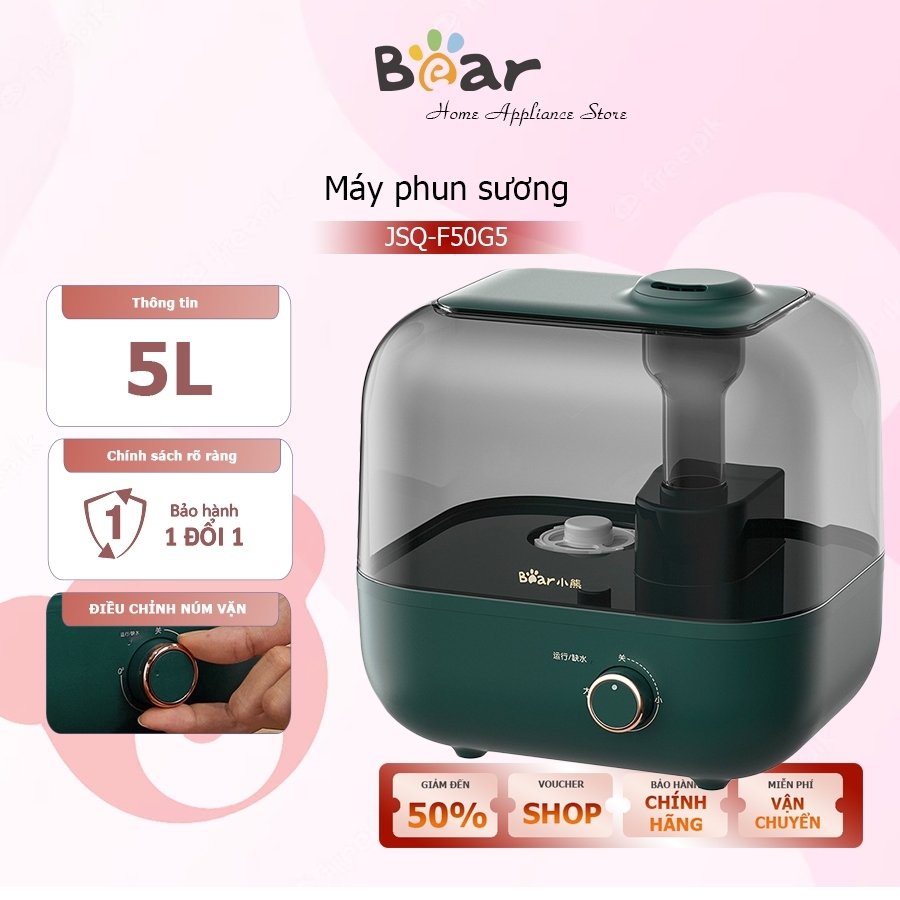(ĐỜI MỚI NHẤT) Máy phun sương Bear JSQ-F50G5, Máy xông tinh dầu, tạo độ ẩm phòng dung tích 5L ...