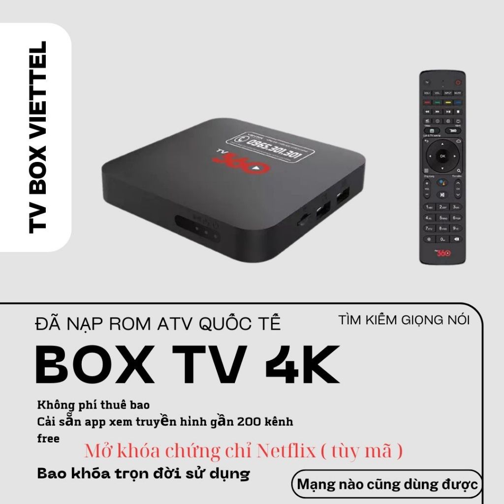 Androi tv box viettell cũ , cài rom ATV ngoài , tivi box viettel 360 xem tivi giải trí ram 2/8 ...