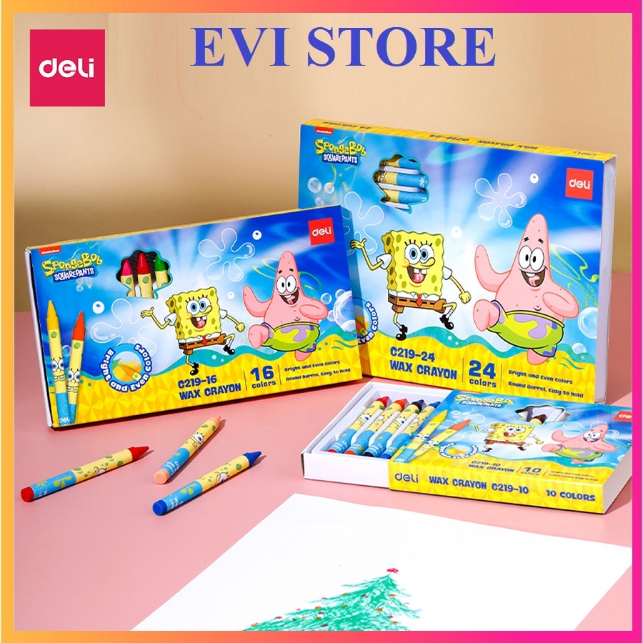 Bút sáp màu SpongeBob Wax Crayon Deli C219 / EC219 vẽ thủ công mỹ thuật | Shopee Việt Nam