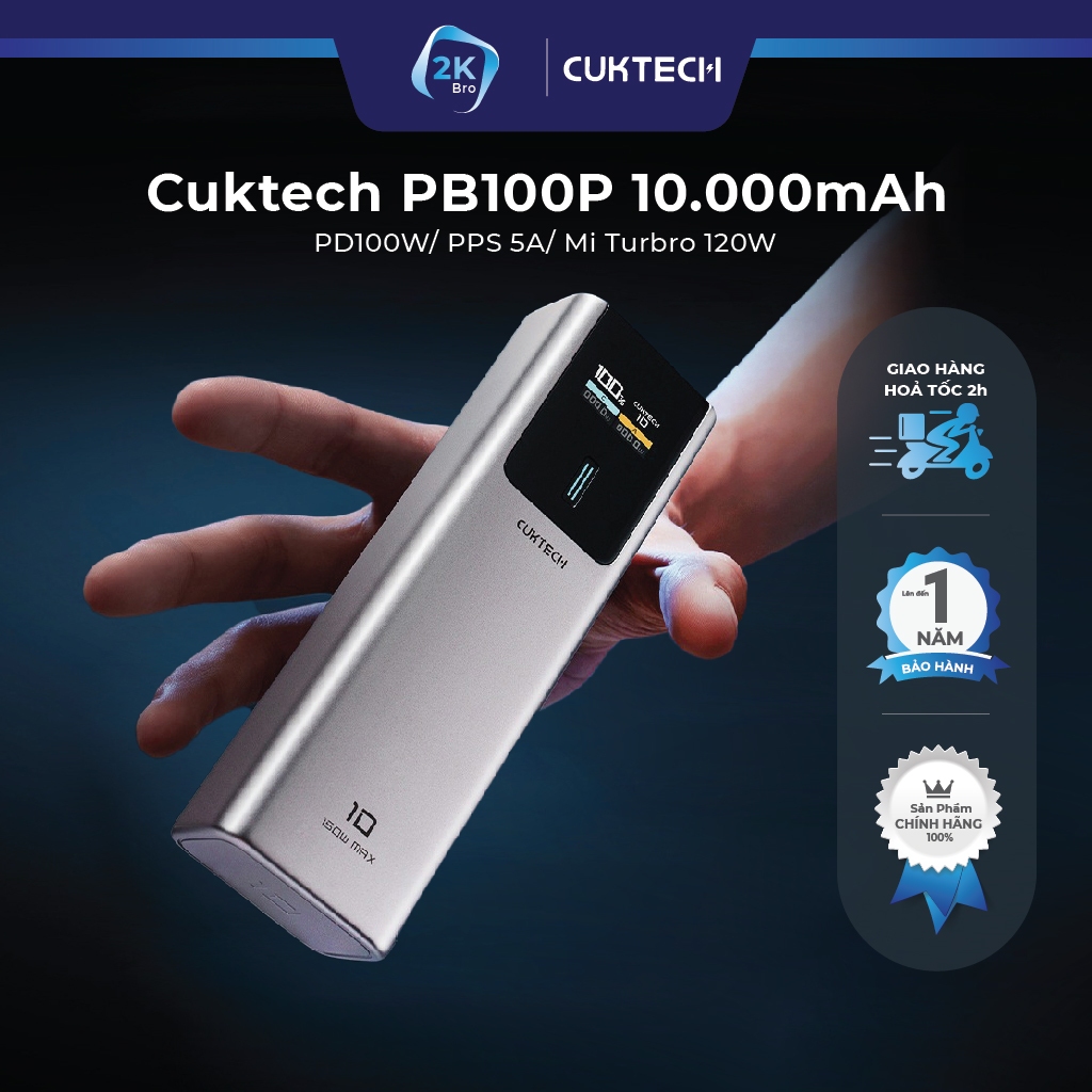 Sạc dự phòng Cuktech PB100P 10.000mAh PD100W PPS 5A Mi Turbro 120W | Shopee Việt Nam