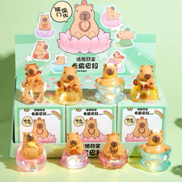 Mô hình ngẫu nhiên có đèn Chuột lang Capybara đài sen ( hộp xanh nhạt ...