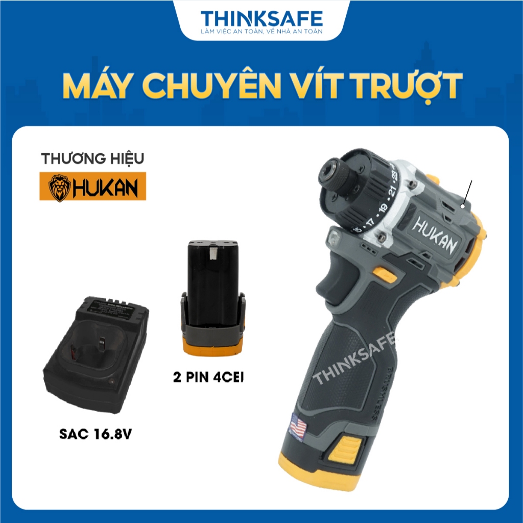 Máy bắn vít pin 16.8V HUKAN HK-CVT0345IMP, không chổi than, lực siết ...