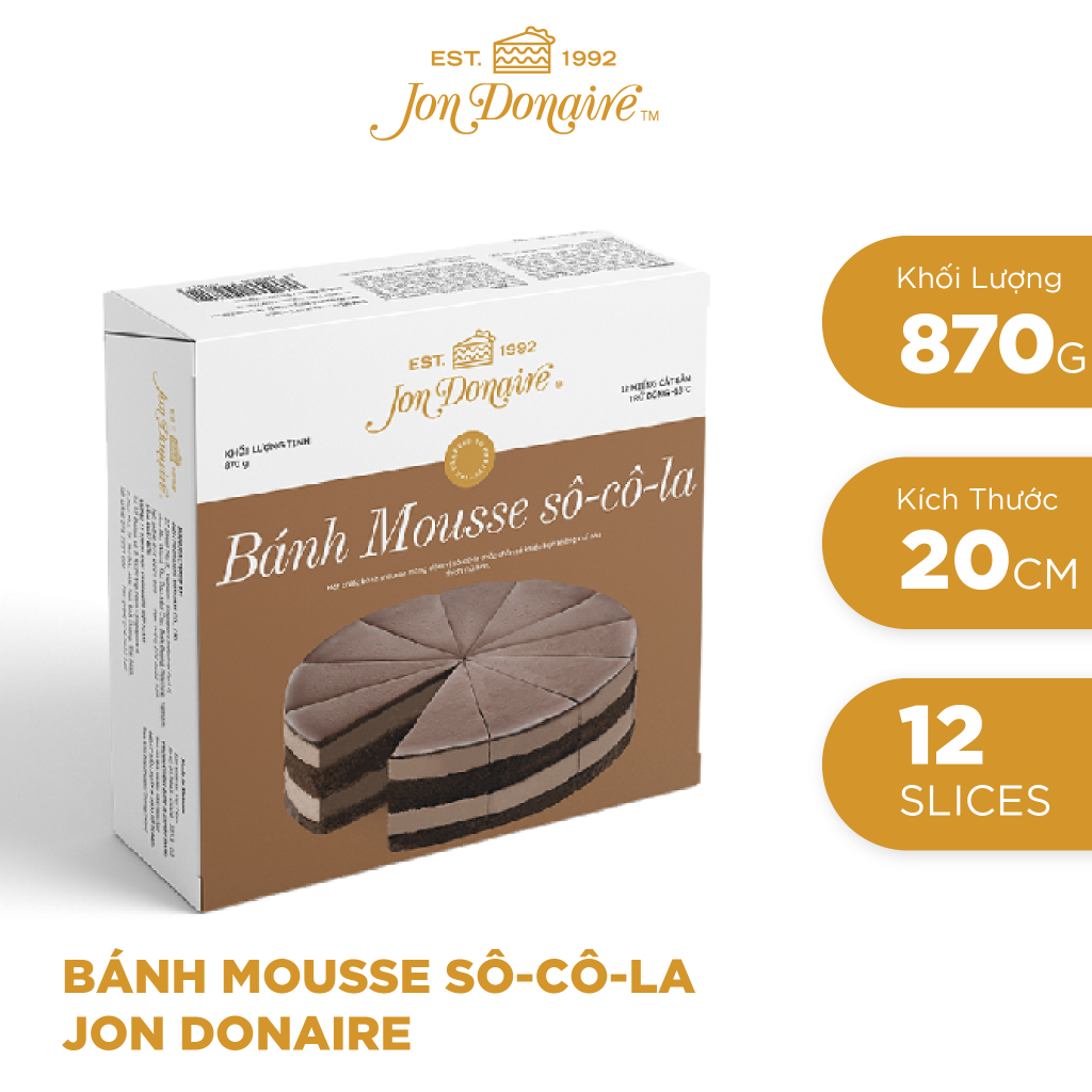Bánh Đông Lạnh Mousse Sô-cô-la Jon Donaire Hộp 870g size 20cm | Shopee ...