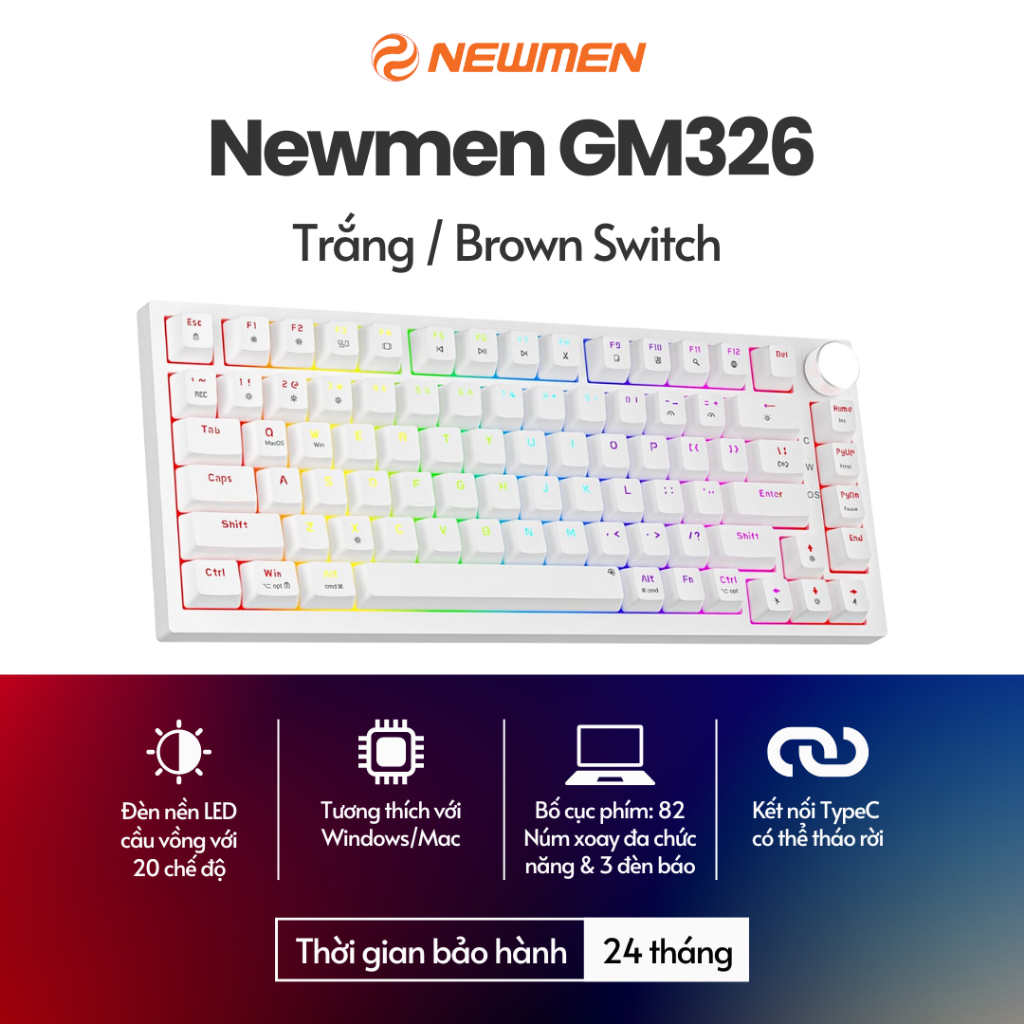 Bàn phím Newmen GM326 - Gaming, Phím cơ, Có dây, Led, Hotswap - Bảo hành 24 tháng | Shopee Việt Nam