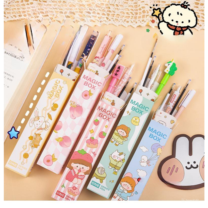 Set bút Magic Box Hộp Giấy Đựng Bút Set 5 Món Đồ Dùng Học Tập Magic Box ...