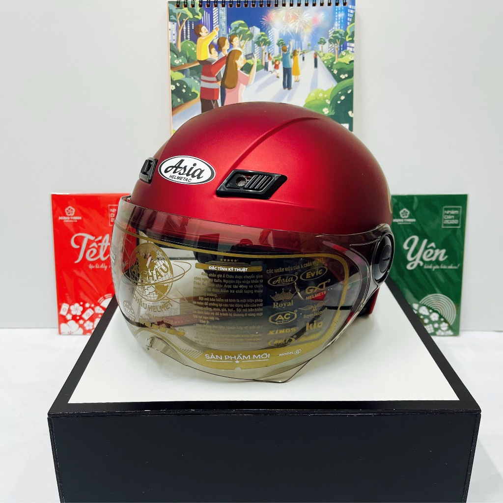 Mũ Bảo hiểm Nửa Đầu ASIA MT106 Có Kính Che Hàng Chính Hãng /Bảo Hành 12 ...