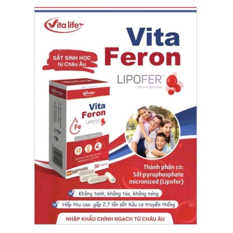 Vita Feron sắt lipofer,sắt sinh học dễ hấp thu,viên uống bổ sung sắt cho trẻ từ 3 tuổi trở lên ...