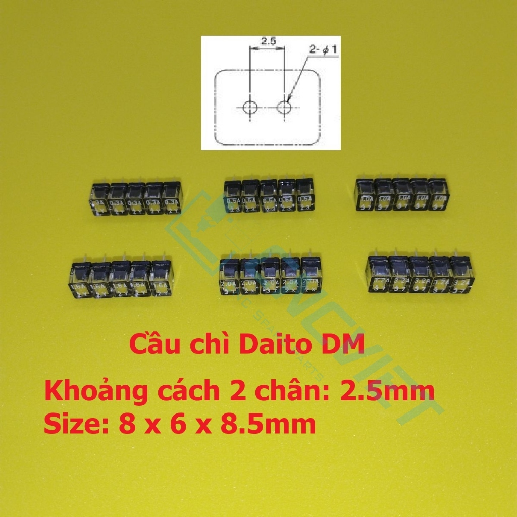 Cầu chì Daito DM A60L-0001-0172 DM03 DM05 DM10 DM16 DM20 DM32 k/c chân ...