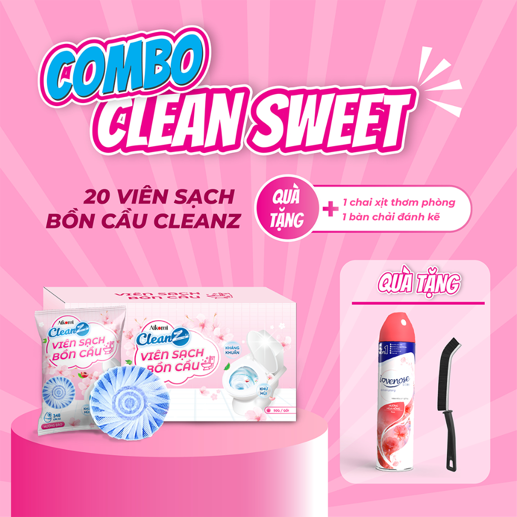 Combo SWEETCLEAN Viên sạch bồn cầu CleanZ 20 viên - Tặng 01 Chai xịt ...
