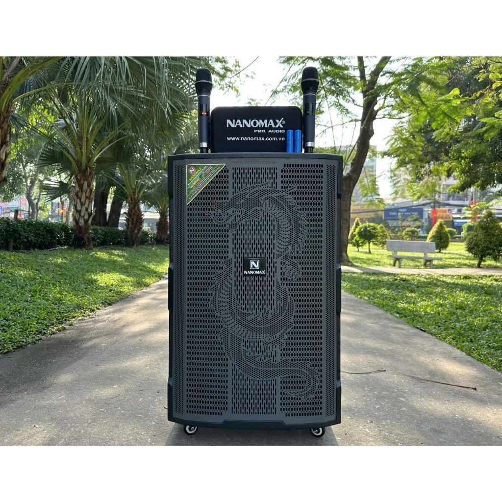 Loa Kéo Nanomax GT-2024 ( Xám ) Bass 50cm 820w Karaoke Bluetooth Tặng Kèm 2 Mic không dây Bass ...