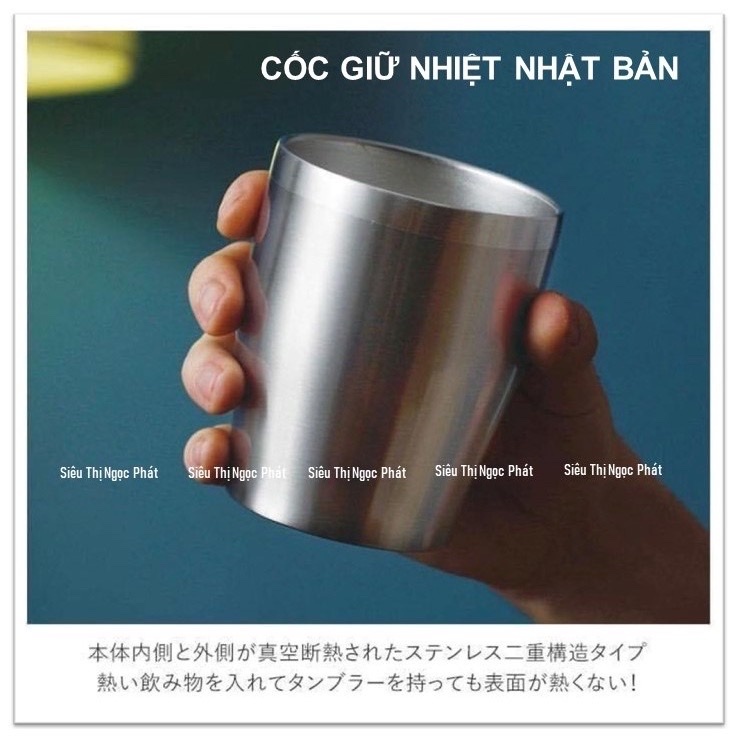 [Màu Inox có viền miệng] LY INOX 304 CAO CẤP NHẬT 350ML (2 LỚP HÚT CHÂN ...