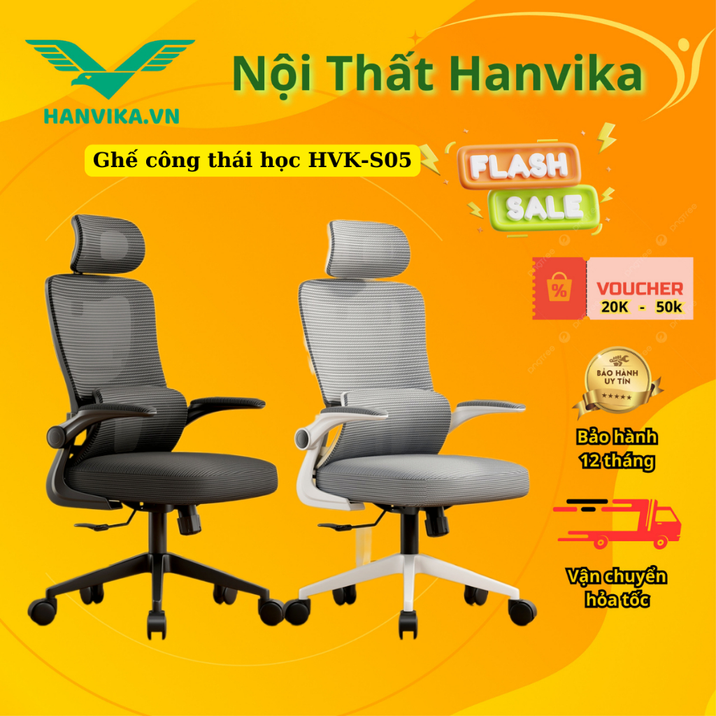 Ghế Công Thái Học Cao Cấp HVK-S05 – Màu ghi | Shopee Việt Nam