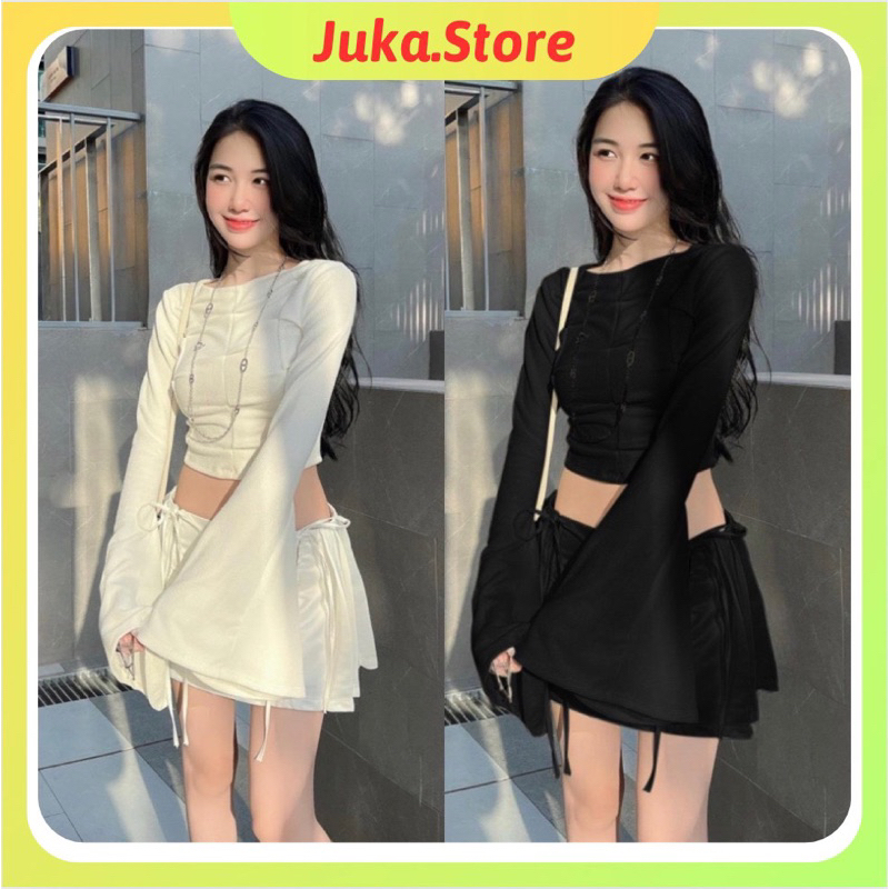 Áo crotop dài tay loe dáng ôm body năng động trẻ trung Juka.Store ...