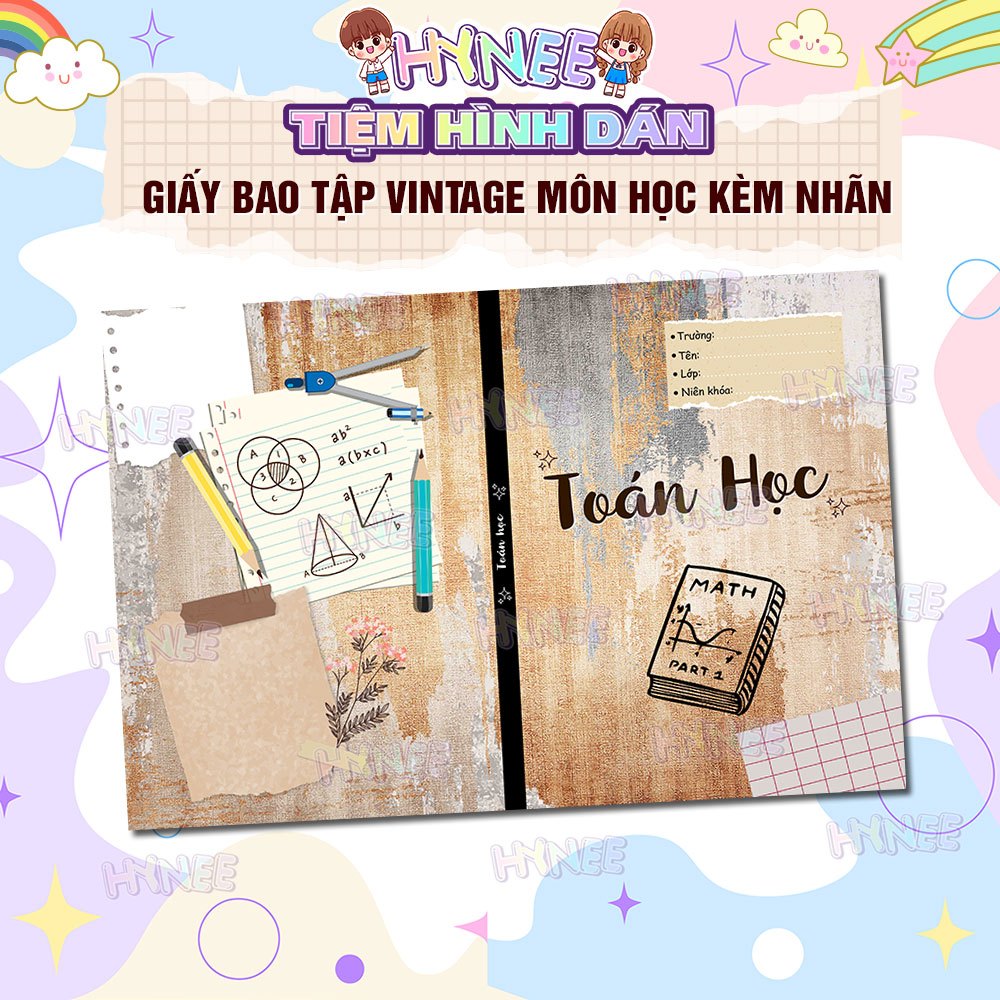Giấy Bao Tập Theo Môn Học Retro Vintage Mới 2024 - Giấy Bao Vở, Giấy ...
