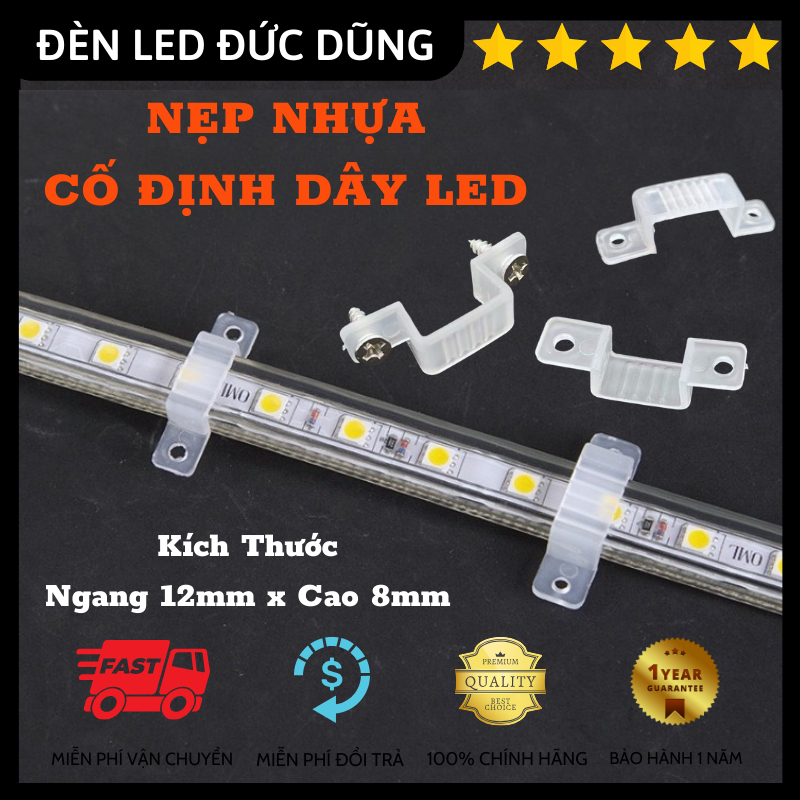 COMBO 10 NẸP NHỰA CỐ ĐỊNH LED DÂY - NẸP DÂY LED SILICON - PHỤ KIỆN GẮN ...