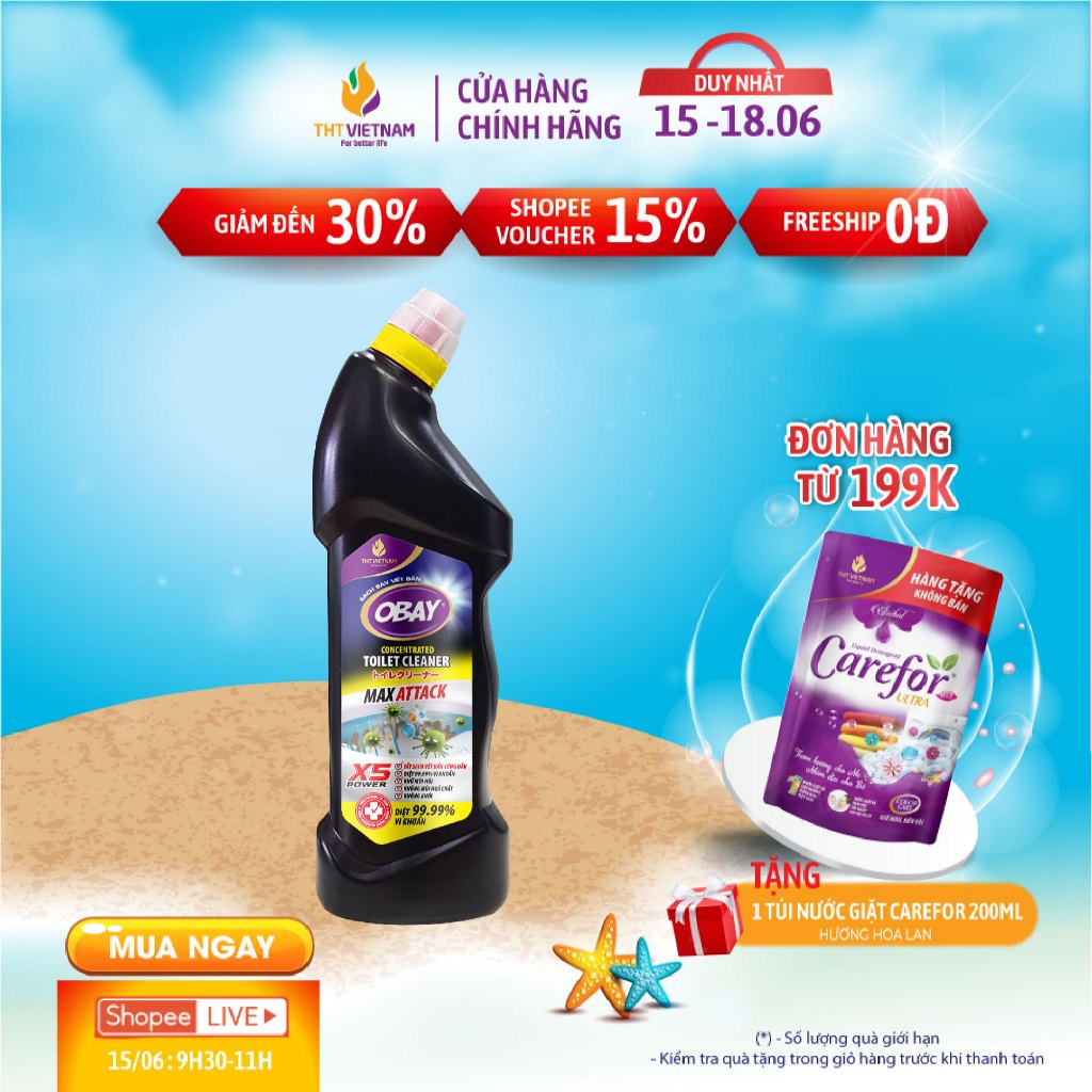 Nước Toilet và vệ sinh nhà tắm Obay 960ml màu đen | Shopee Việt Nam