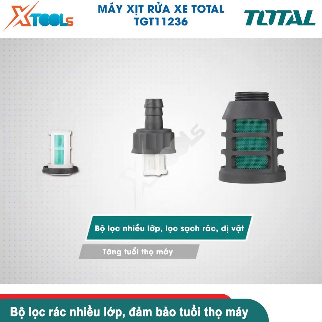 Máy xịt rửa xe áp lực cao TOTAL TGT11236 1500W dây đồng motor từ không chổi than máy xịt rửa áp ...