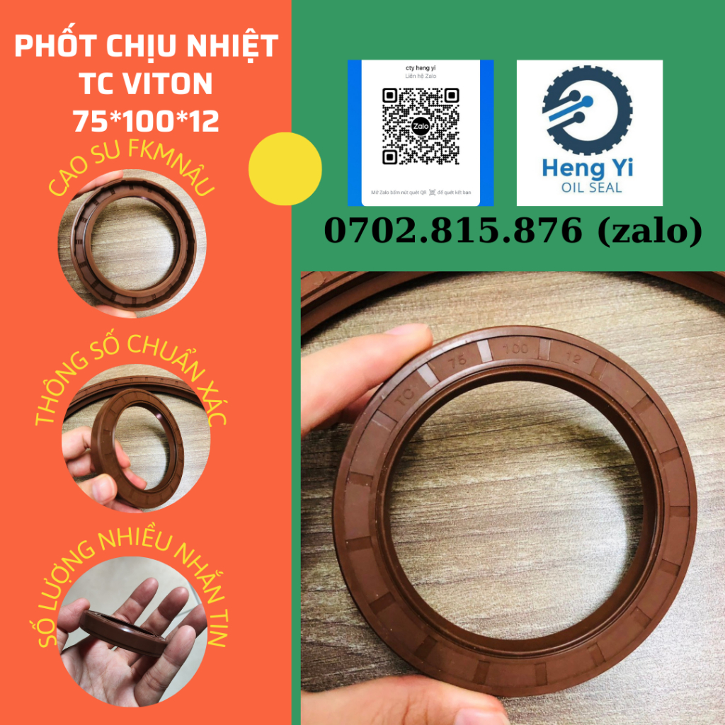 PHỐT CHẮN DẦU VITON CHỊU NHIỆT CAO TC 75*100*10 Viton OIL SEAL chịu ...