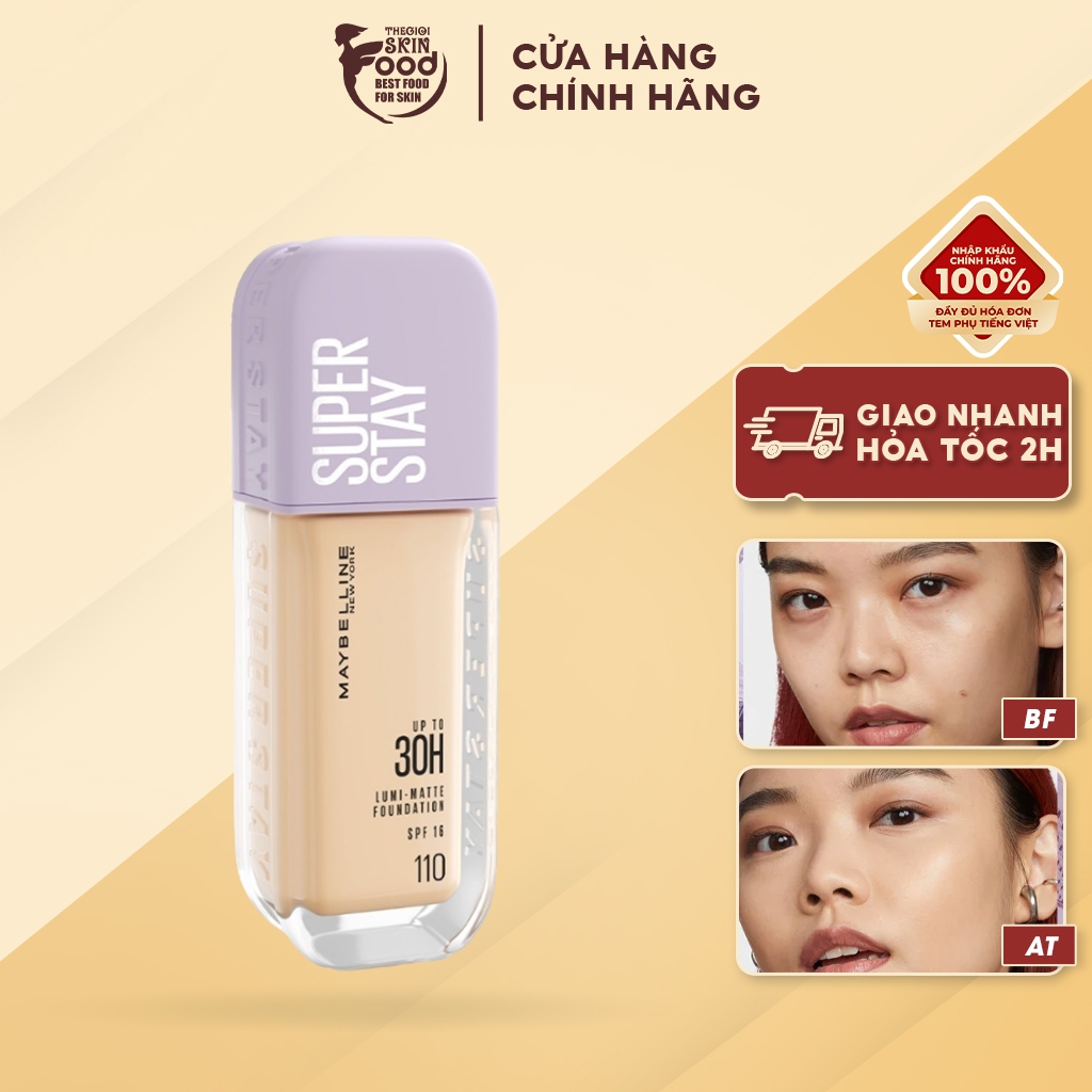 Kem Nền Bắt Sáng, Che Phủ Maybelline Super Stay Up To 30H Lumi-Matte Foundation SPF16 PA+++ 35ml ...