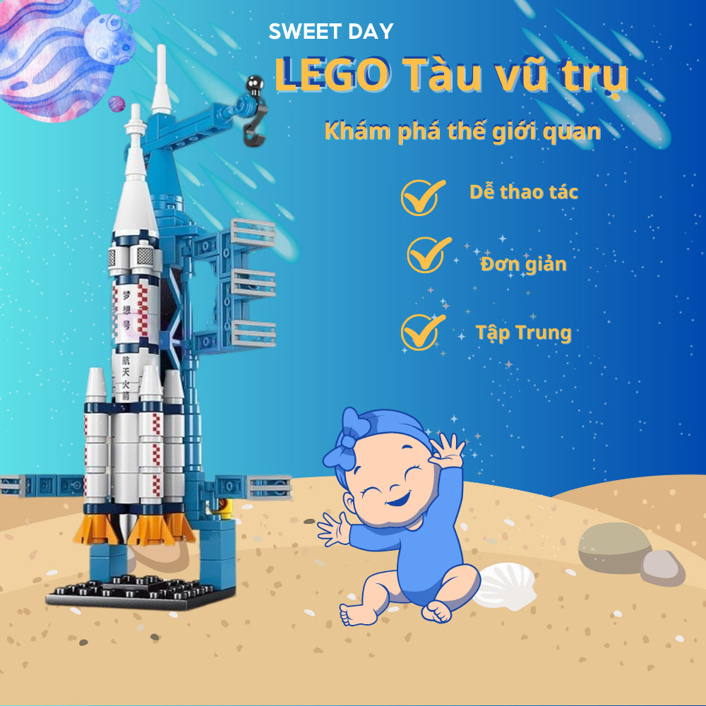Lego mô hình Tàu Vũ Trụ, Phi Hành Gia bộ lắp ghép đồ chơi trò chơi ...