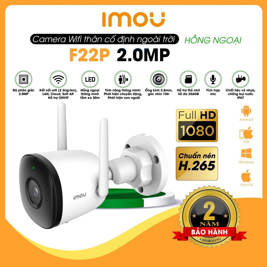 Camera IMOU Wifi Ngoài Trời F32FP/F52FP - 3MP/5MP, Có Màu Ban Đêm, Tich ...