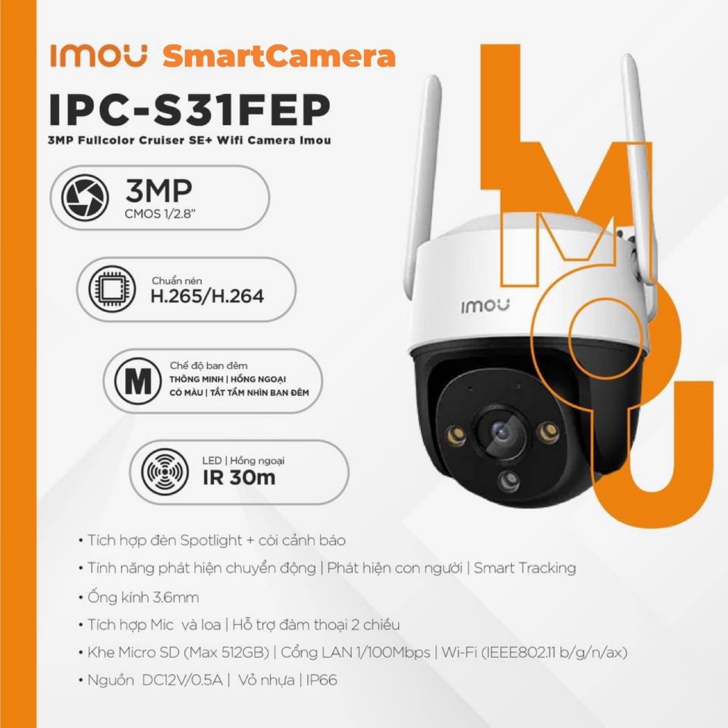 Camera IMOU Wifi Ngoài Trời S31FEP/S51FEP - Cruiser SE+ 3MP/5MP Chính ...