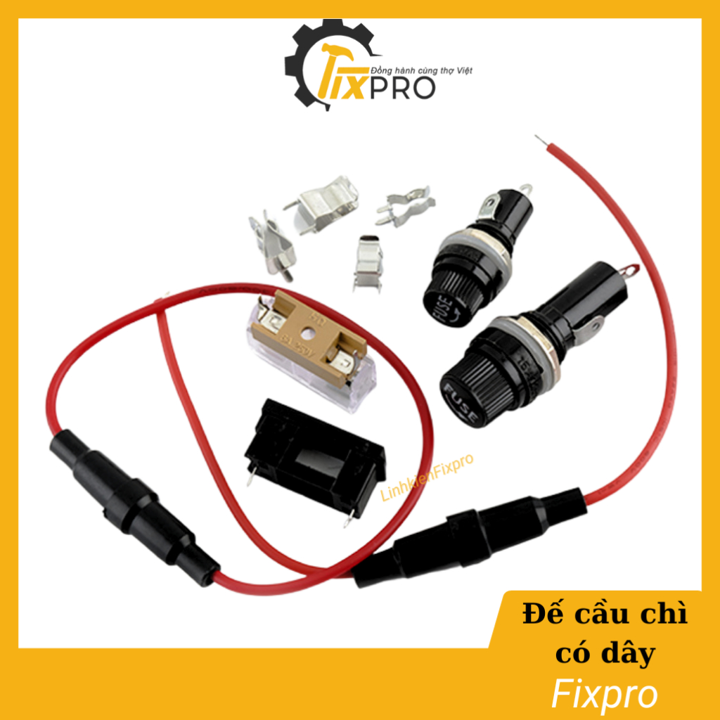 Đế cầu chì các kích thước 5x20 6x30 giá đỡ cầu chì có dây chất lượng tốt (Túi 3 chiếc) - Fixpro ...