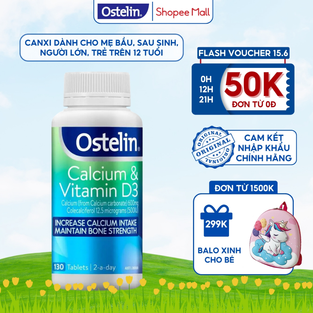Viên uống bổ sung Canxi và Vitamin D3 cho mẹ bầu Ostelin Calcium & Vitamin D3 130 viên Úc ...