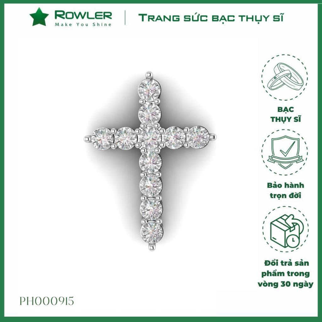 Mặt dây chuyền thánh giá 16*12mm bạc Thụy Sĩ đính giá Moissanite 2.0ly ...