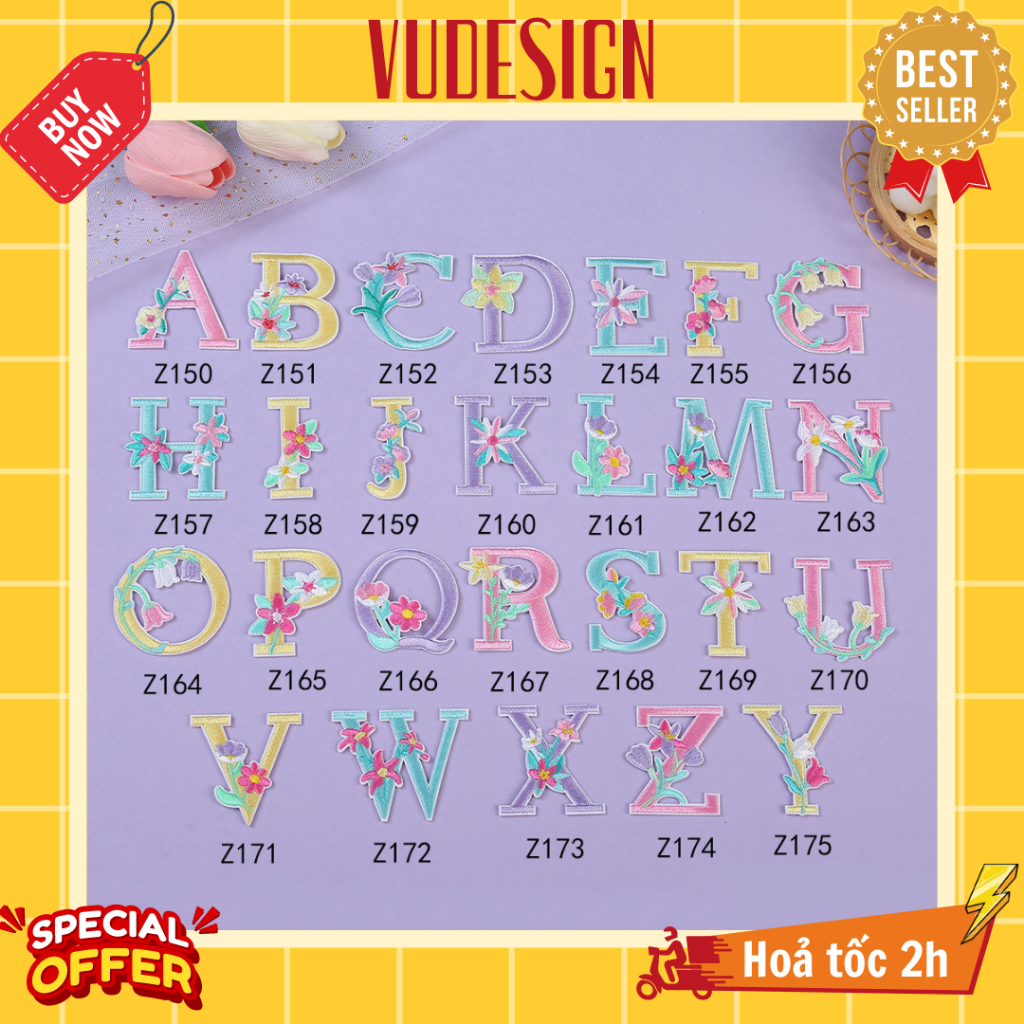 Sticker Dán Vải, Ủi Thêu Quần Áo, Balo, Túi, Mũ Chữ Cái Alphabet Nhiều ...