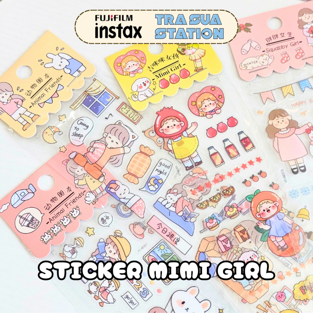 Sticker Miếng Dán Trang Trí Sổ Tay Cổ Bé Mimi Girl Dễ thương, Sticker ...