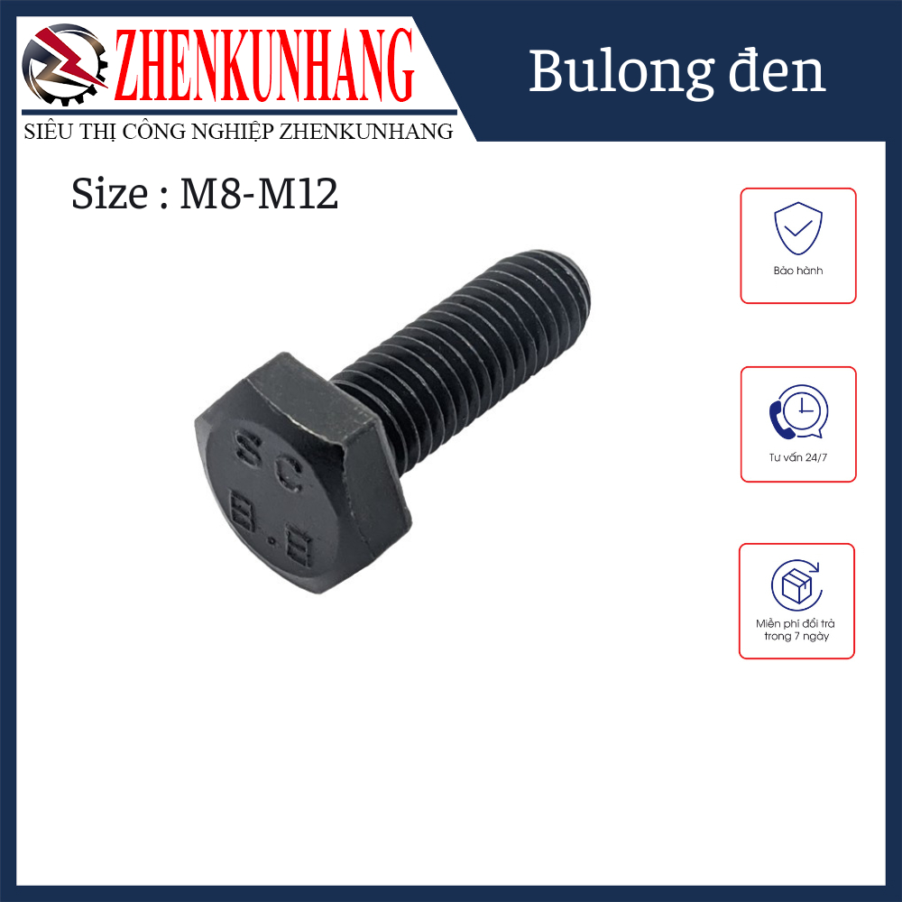 Bulong đen M8-M12, Bulong lục giác ngoài chịu lực thép đen | Shopee ...