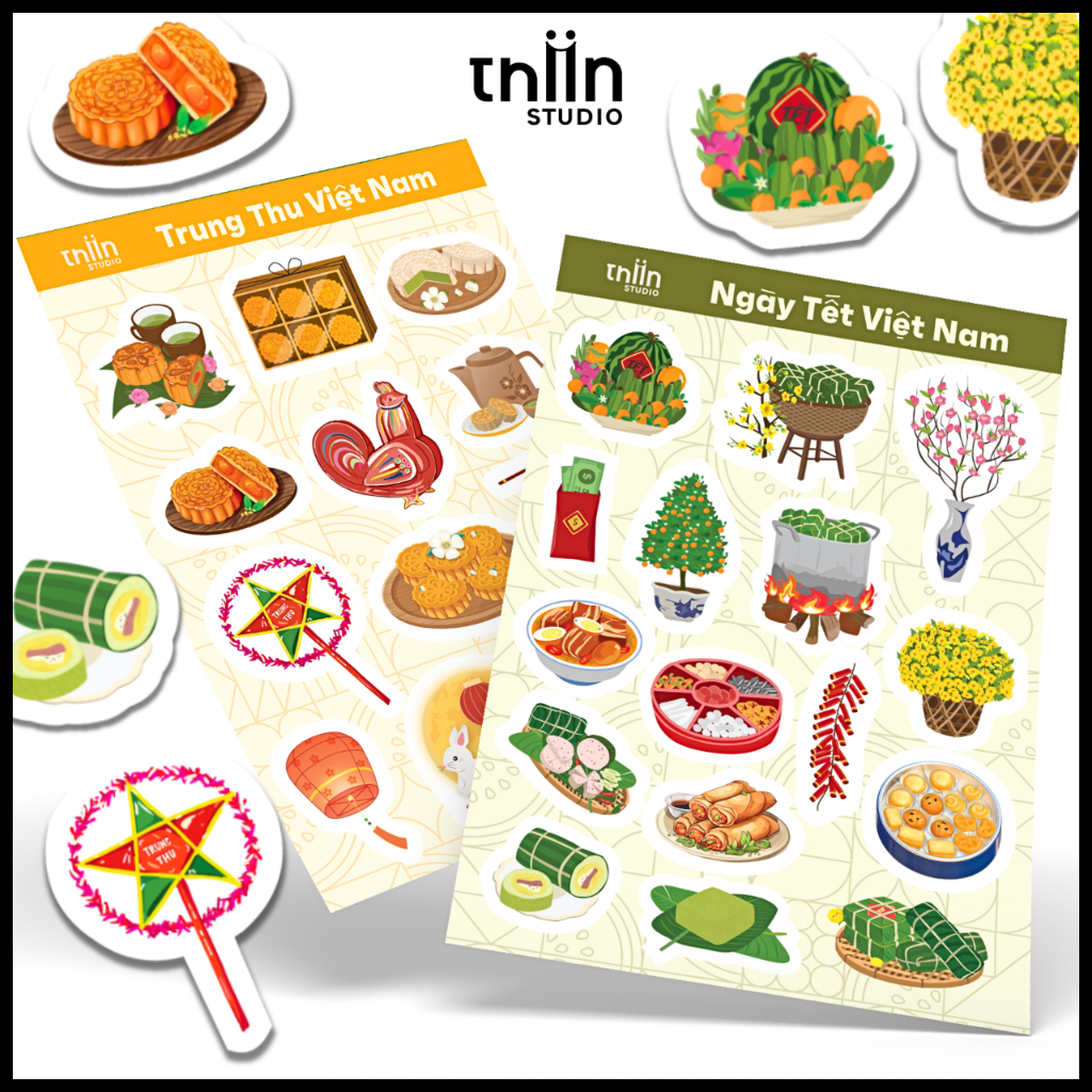 Sticker Ngày Lễ Việt Nam THIIN STUDIO, hình dán chống nước, sticker ...