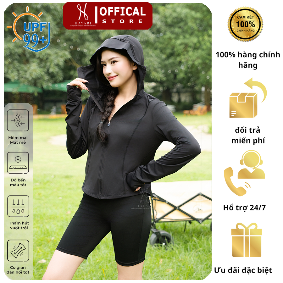 Áo chống nắng 885 HAYARI tiêu chuẩn cao nhất UPF 99+ siết eo thời trang trẻ trung cao cấp vải ...