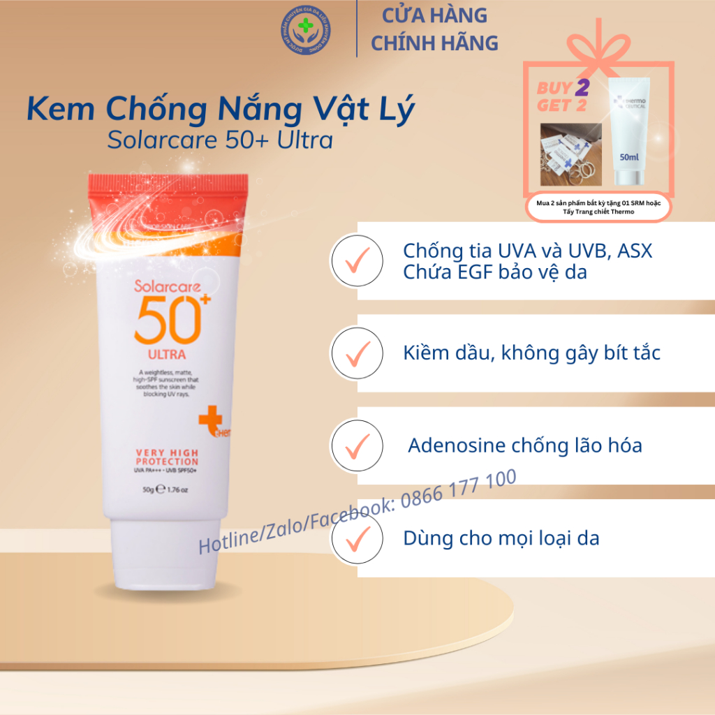 Kem chống nắng vật lý #thermo #Solarcare 50+ #Ultra cho mọi loại da ...