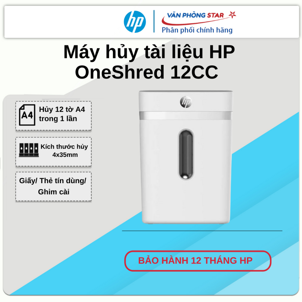 Máy hủy tài liệu HP OneShred 12CC ( W2312CC ): Giấy,Ghim,Thẻ tín dụng - Mới 100% | Shopee Việt Nam