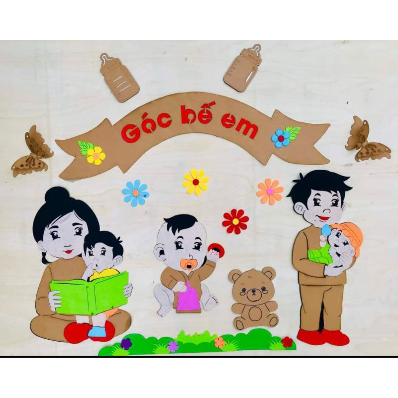 Tranh góc bế em steam trang trí mầm non steam | Shopee Việt Nam