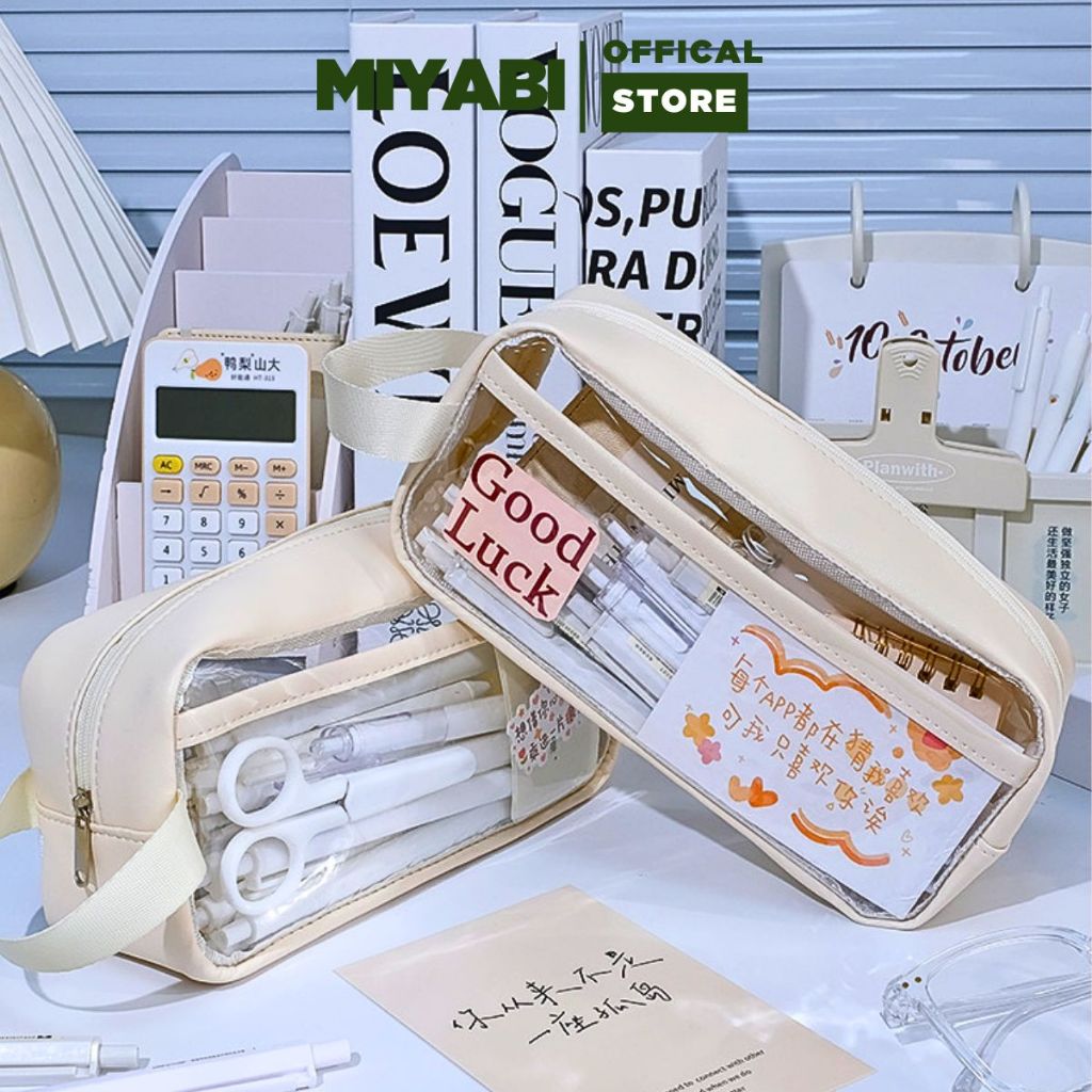 Hộp bút trong suốt cỡ lớn màu trắng 1 ngăn - hộp bút cute - văn phòng ...