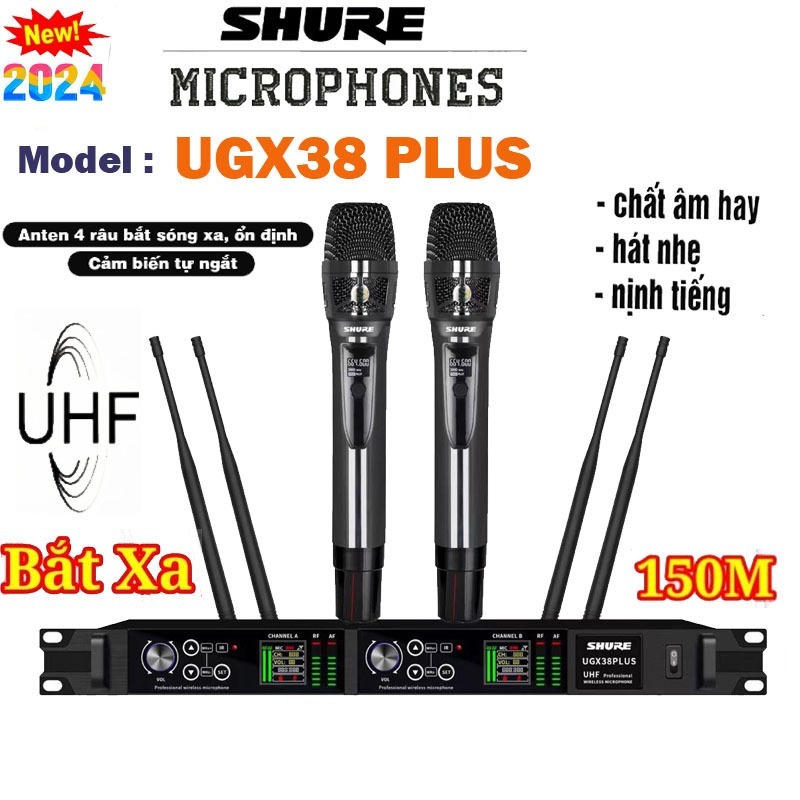 ( Bản Mới 2024 ) Micro Không Dây Shure UGX38 Plus - Mic Chống Hú Tốt ...